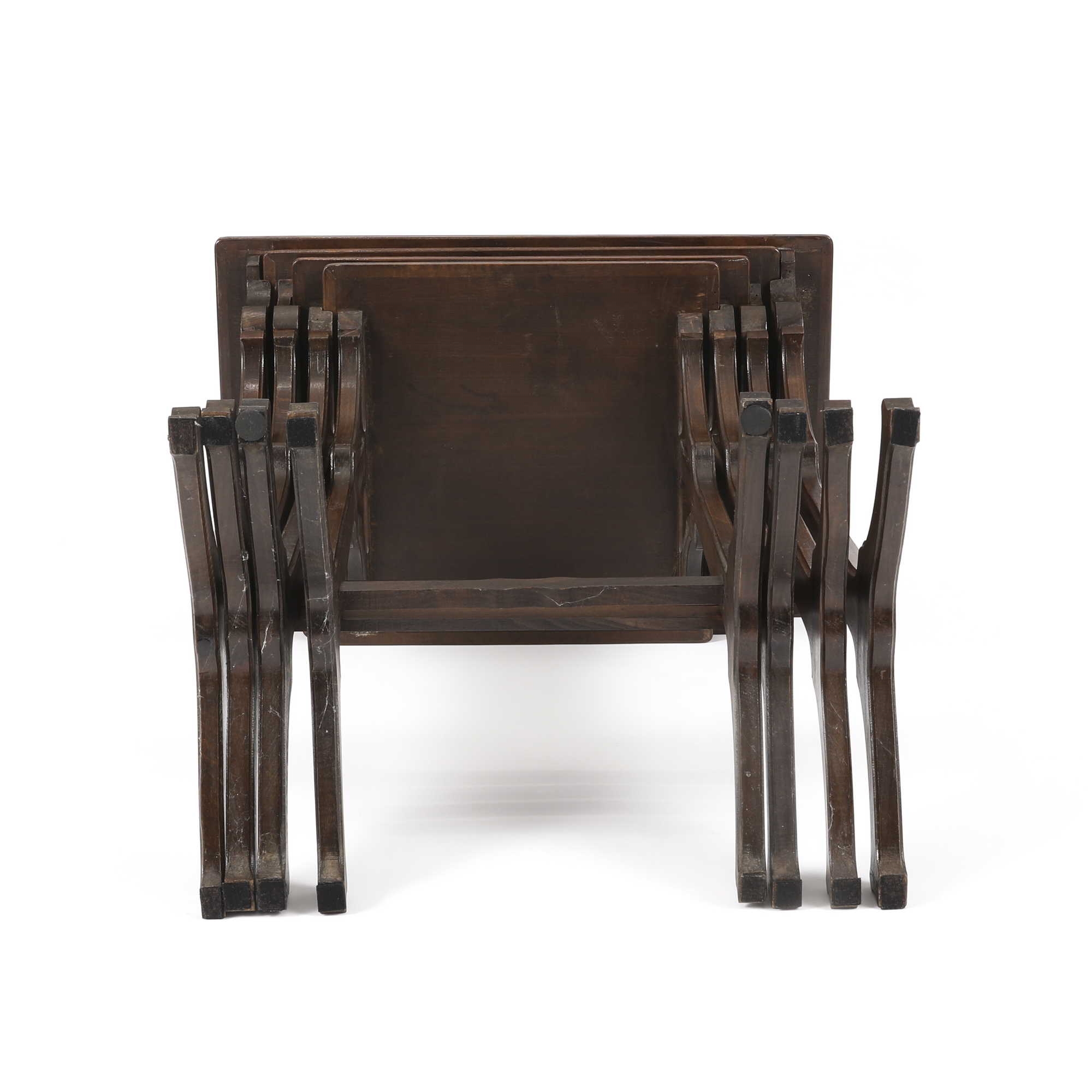 Emile Gallé | SCENERY MARQUETRY 4 TIER NESTING TABLE | MutualArt