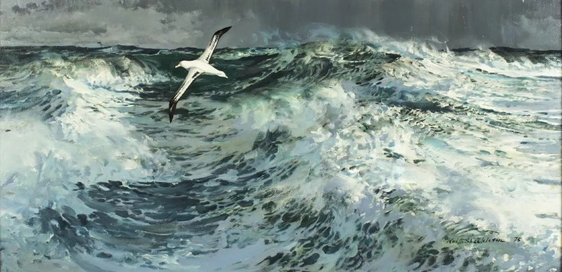 Keith Shackleton | Seascape - Rough Seas with Albatross in Flight (1975 ...