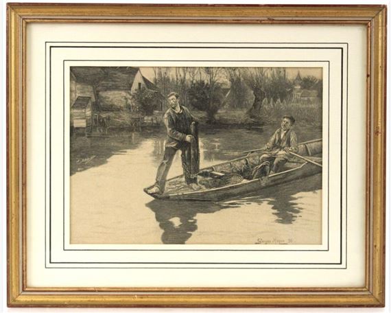 François Charles Baude | Pêcheur s'apprêtant à lancer son filet (96 ...