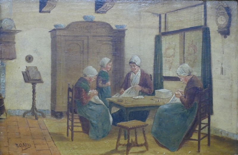 David Adolph Constant Artz | Interieur mit Damen bei der Handarbeit ...