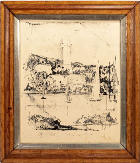 Alfred Birdsey | Boats Under A Lighthouse | MutualArt