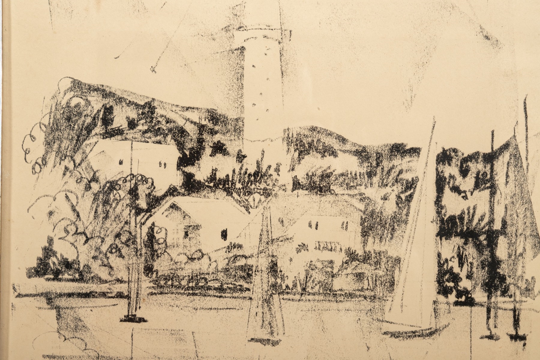 Alfred Birdsey | Boats Under A Lighthouse | MutualArt