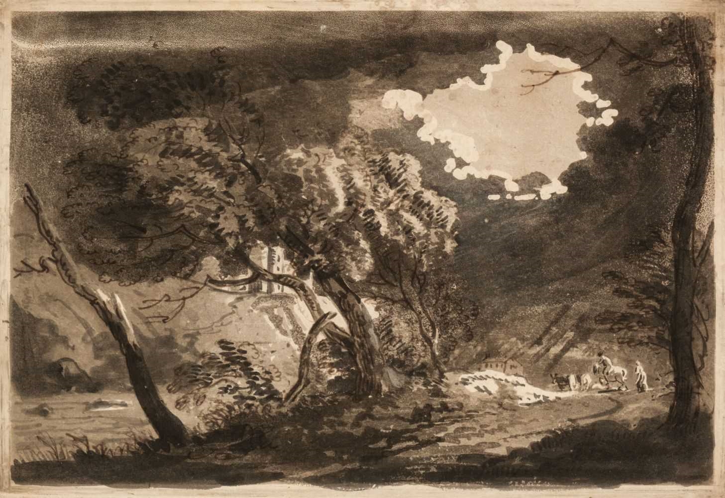 Paul Sandby | Stormy wooded landscape, with cattle drovers (Circa 1773 ...
