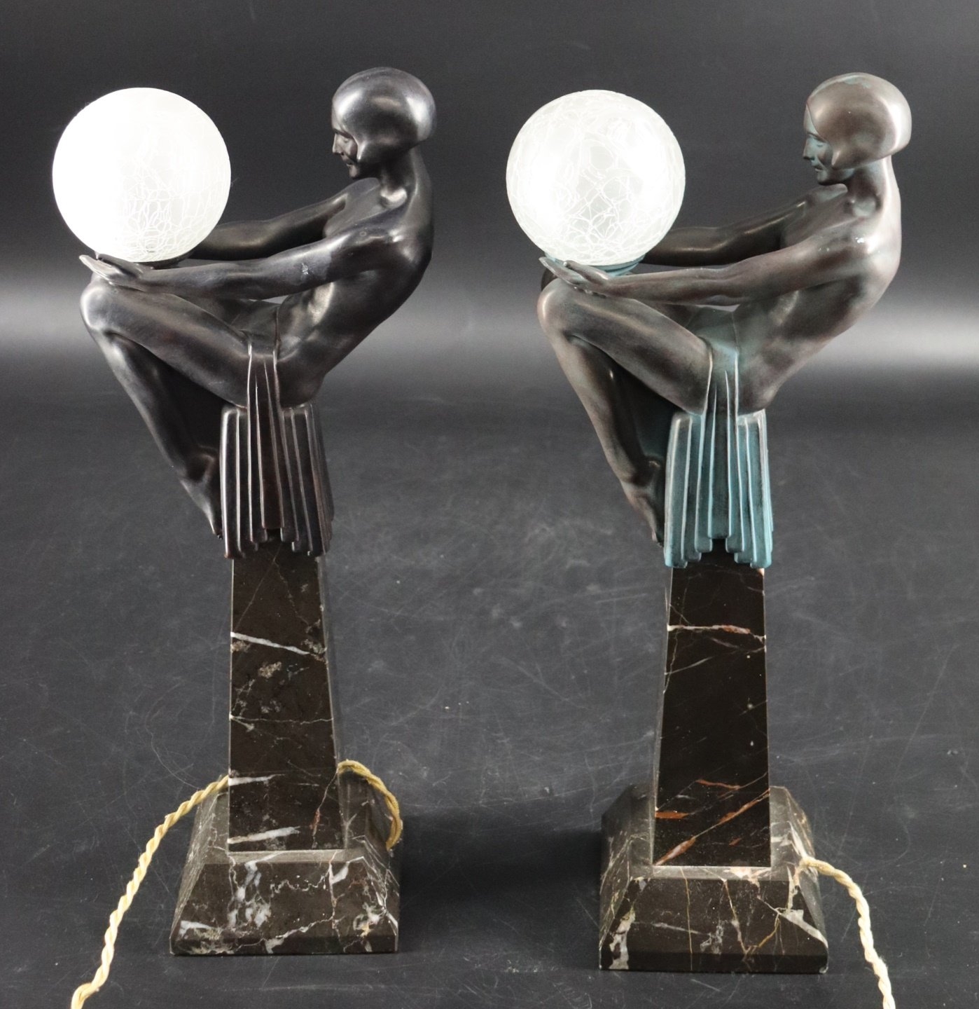 Max Le Verrier | Pair of Art Deco Table Lamps spelter (1891) | MutualArt