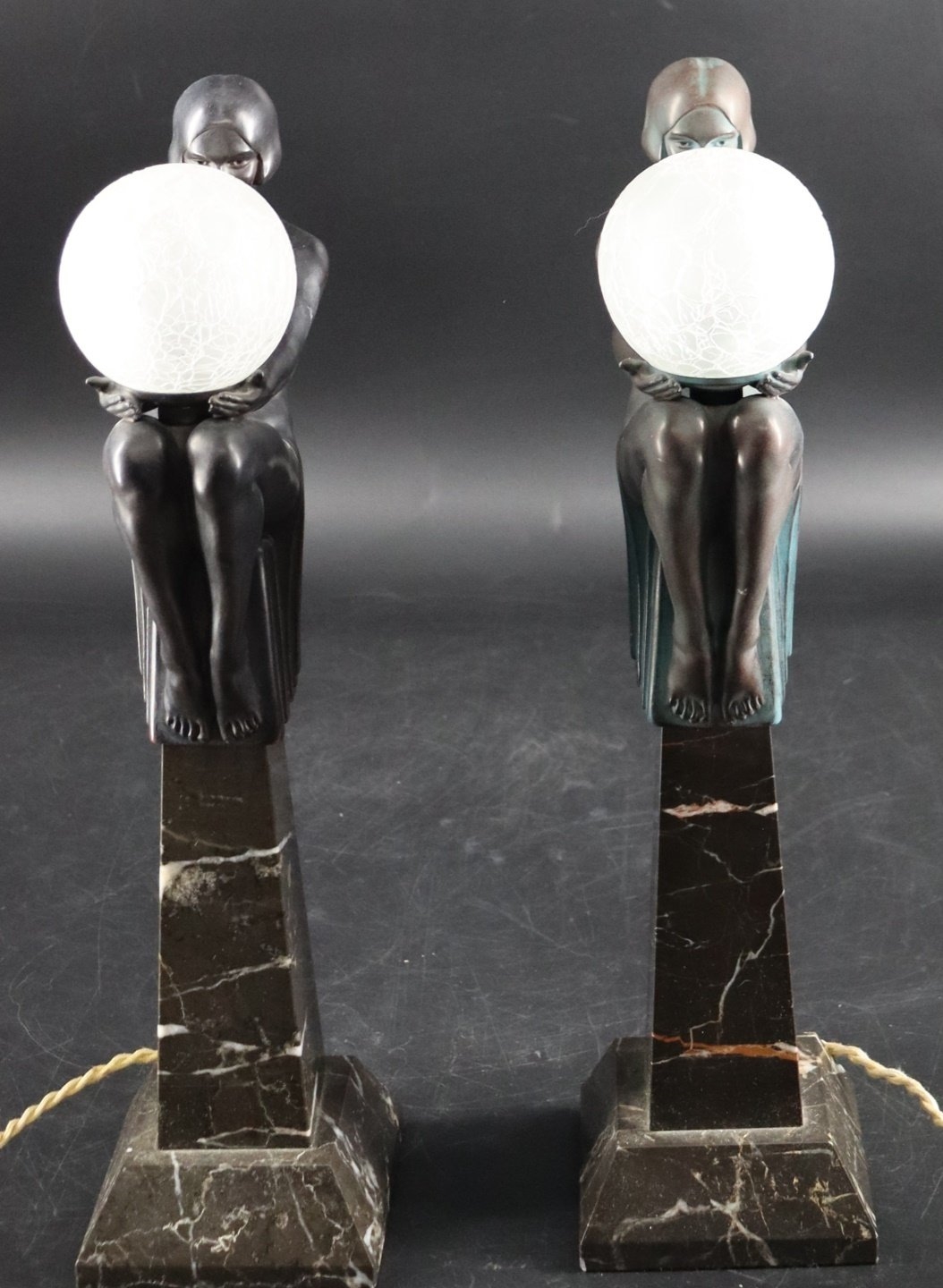 Max Le Verrier | Pair of Art Deco Table Lamps spelter (1891) | MutualArt