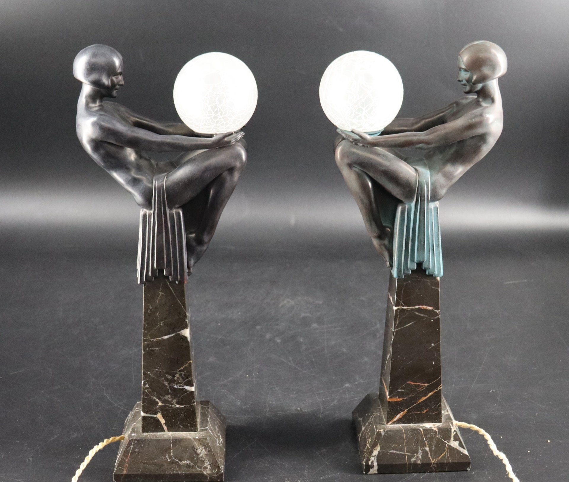 Max Le Verrier | Pair of Art Deco Table Lamps spelter (1891) | MutualArt