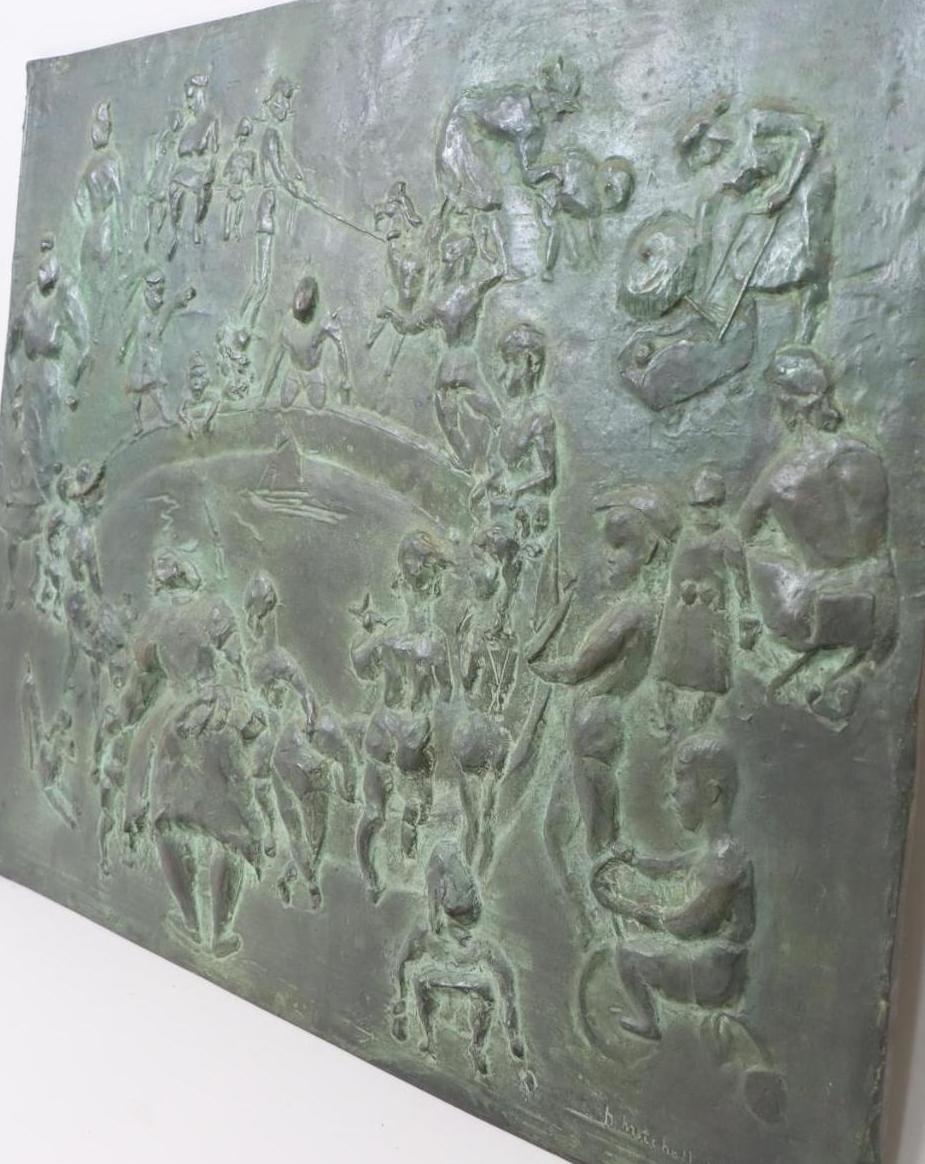 Henry Mitchell | Bronze relief scene of parents with their children at ...