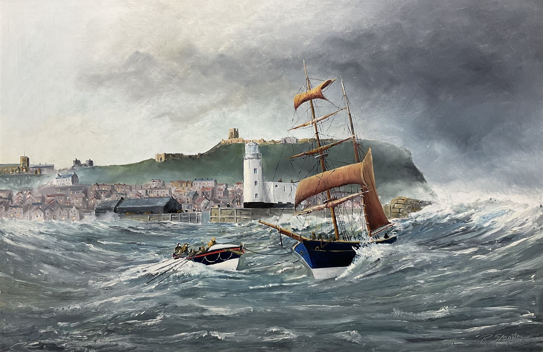 Robert Sheader | Leaving Scarborough Harbour under Stormy Skies | MutualArt