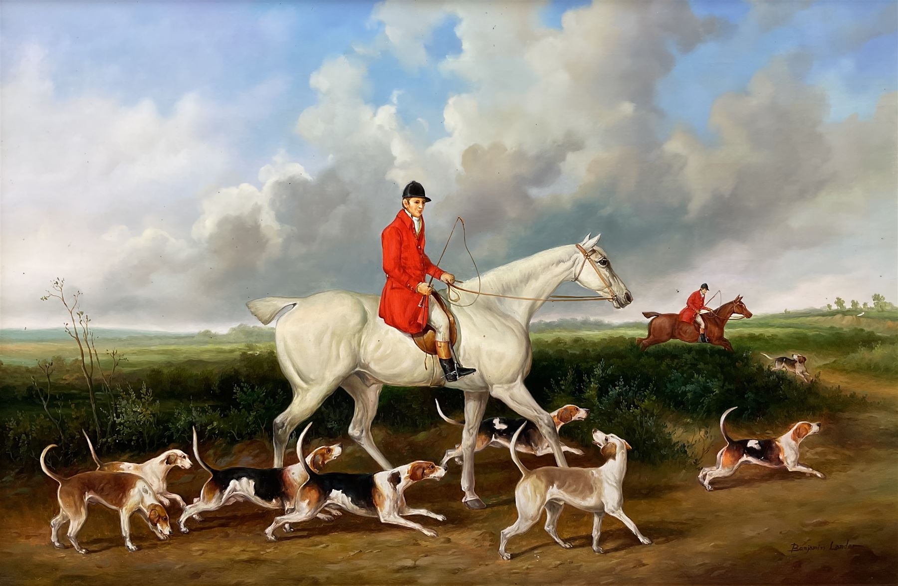 Benjamin Lander | Fox Hunting Scene with Grey Hunter Horse and Hounds ...