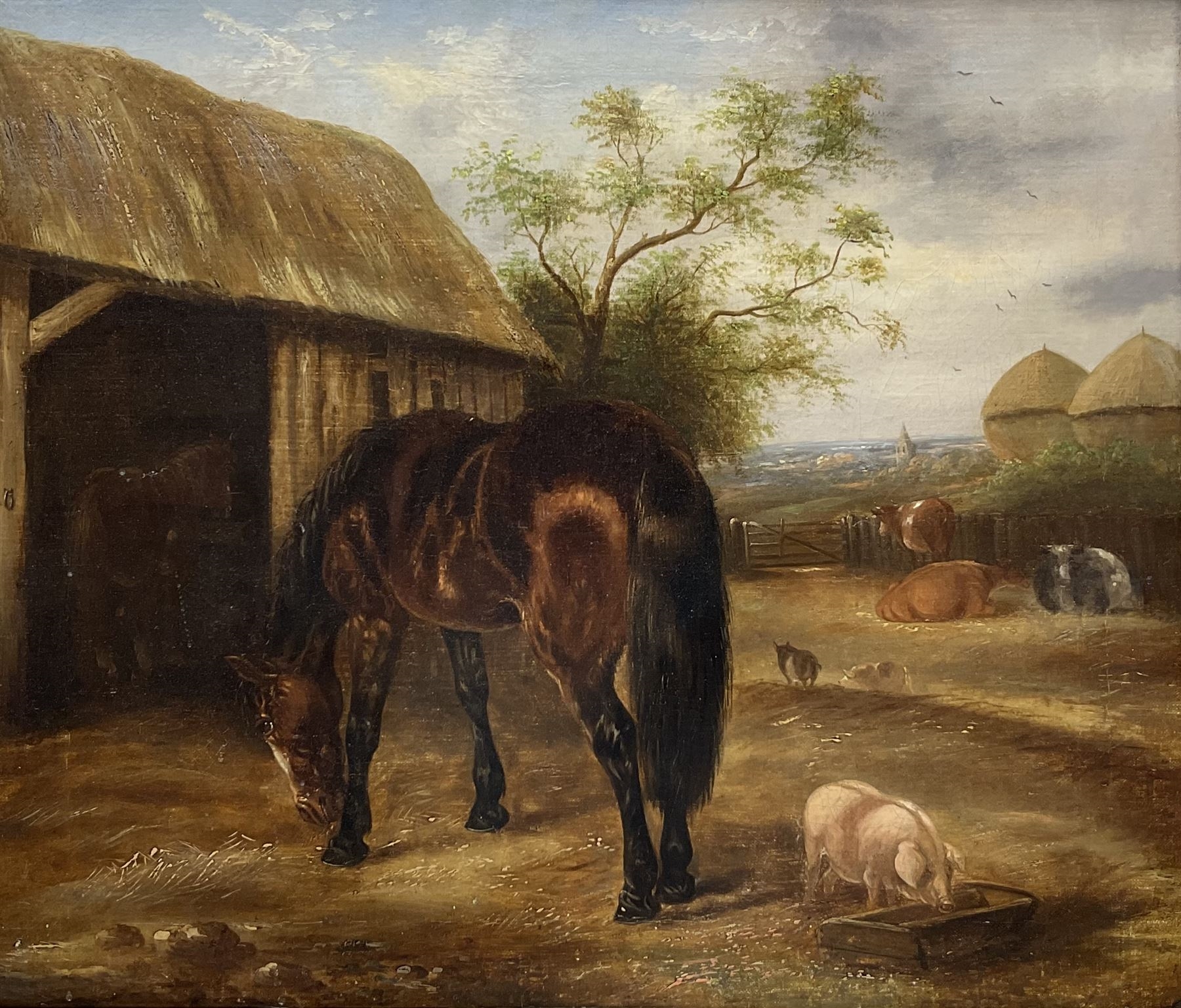 Martin Theodore Ward | Farmyard Scene with Horse Pig and Cows outside ...