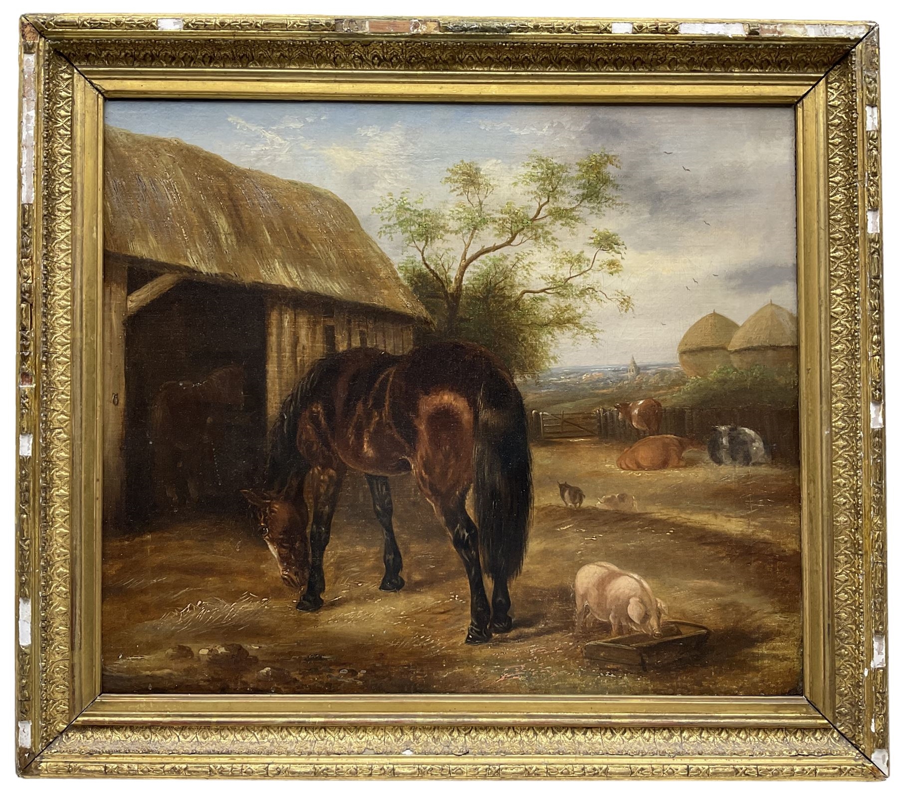 Martin Theodore Ward | Farmyard Scene with Horse Pig and Cows outside ...