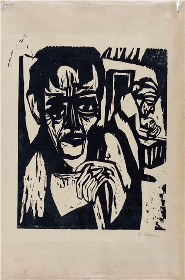 Hermann Scherer | Drei Personen am Tisch (1924) | MutualArt