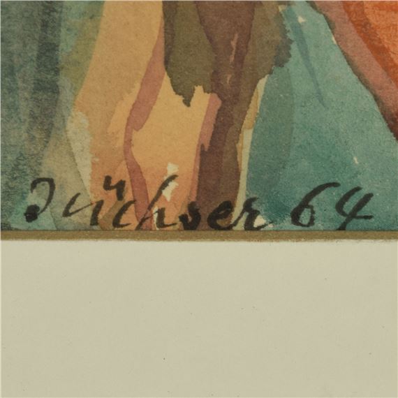 Hans Jüchser | Blick in einen GARTEN mit Teich (1964) | MutualArt