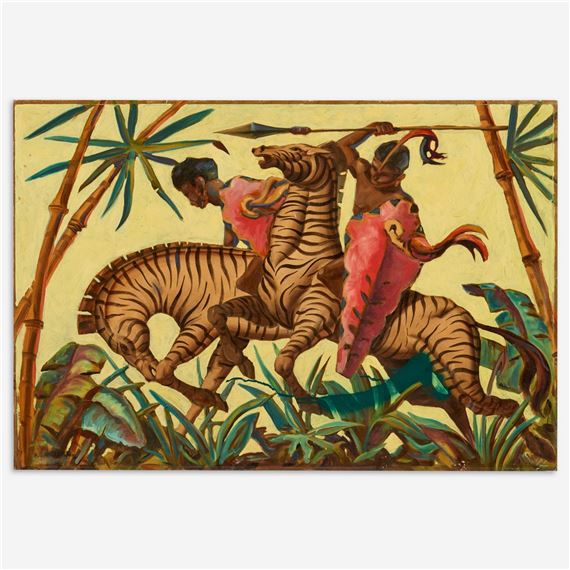 Fred Gardner | Fantasy scene (zebra-back warriors), mid-20th c. | MutualArt