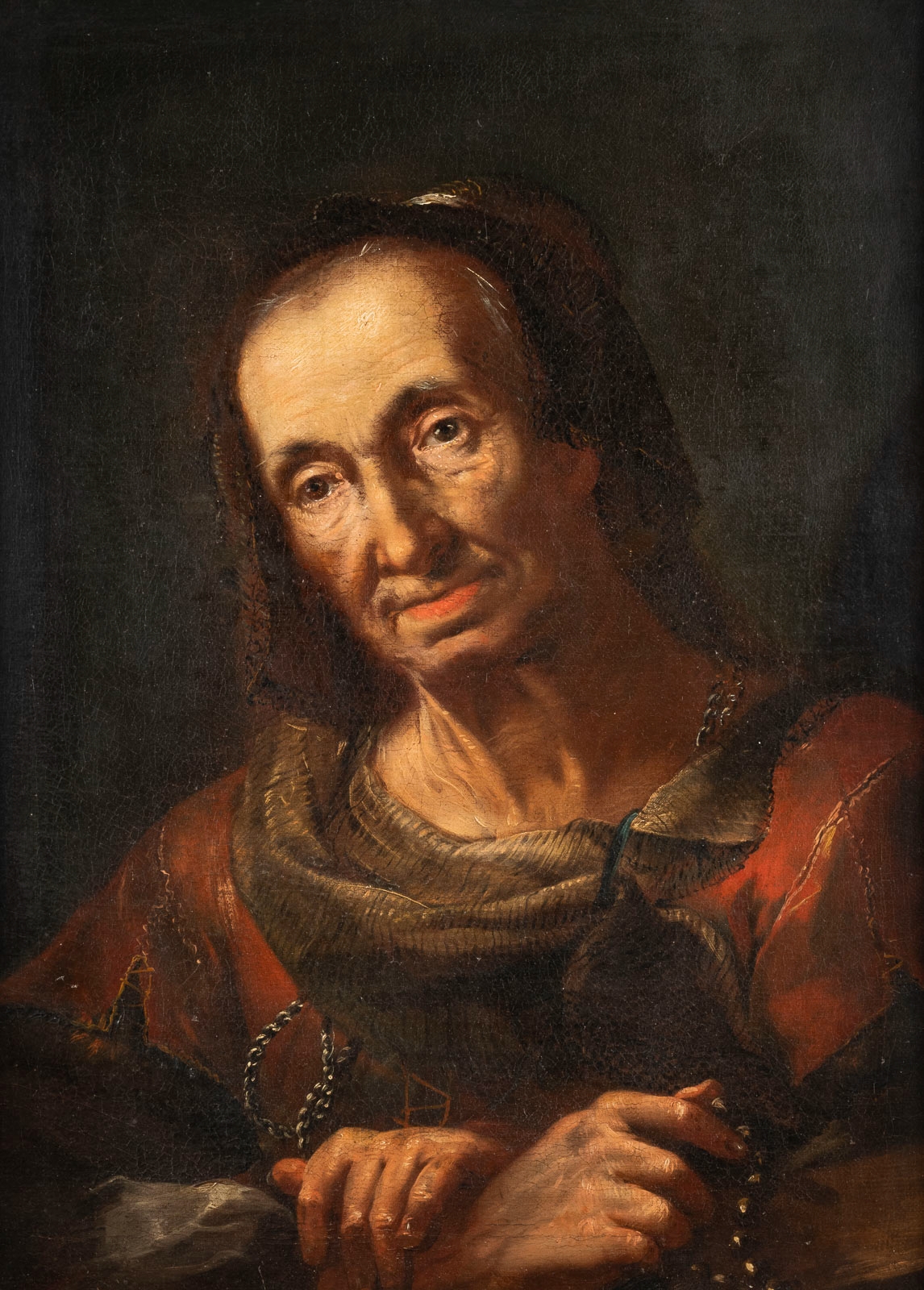 Pietro Bellotti | PORTRAIT EINER FRAU MIT KOPFTUCH UND ROSENKRANZ ...