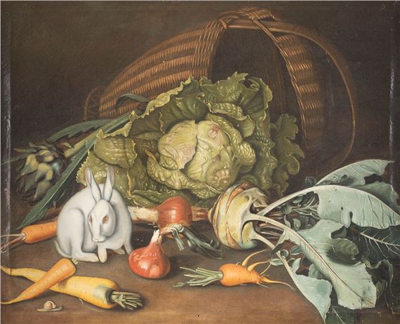 Jacob Samuel Beck | STILL LIFE WITH WHITE RABBIT AND VEGETABLES | MutualArt