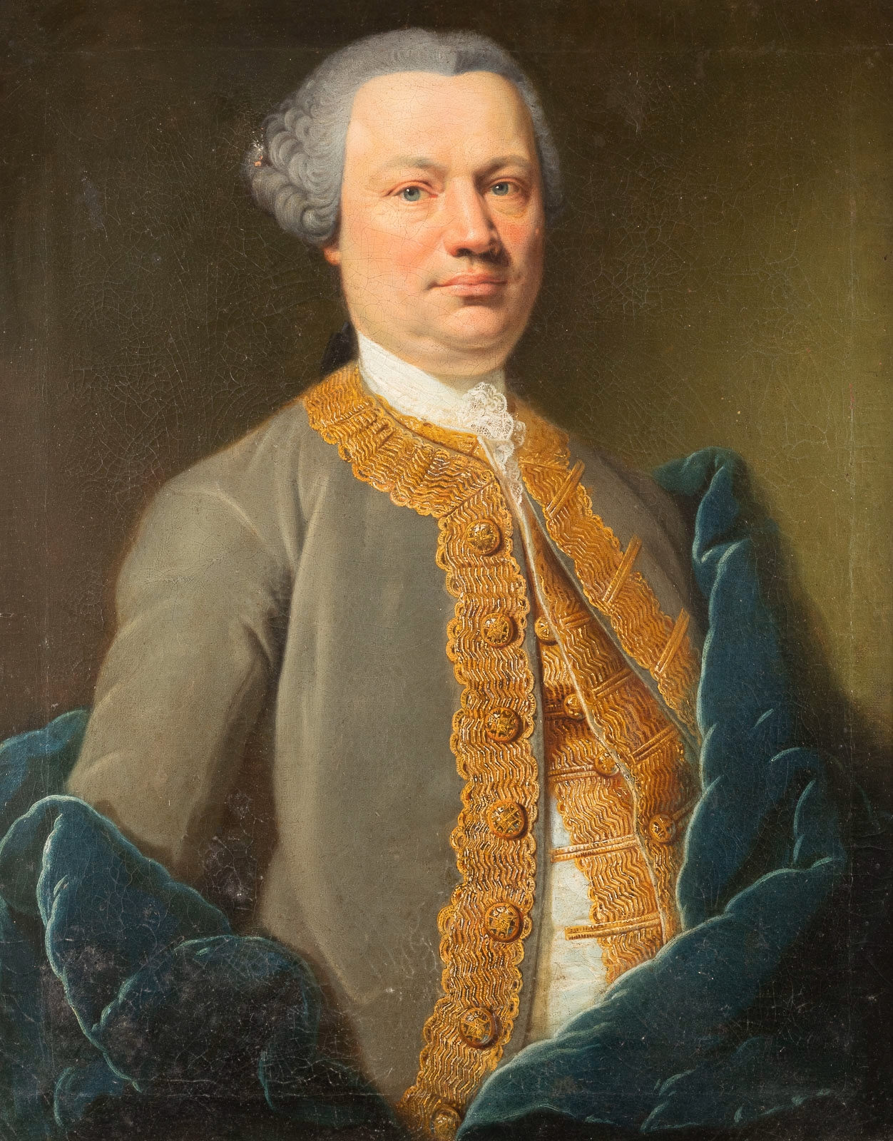 German School, 18th Century | PORTRAIT OF A NOBLEMAN WITH BLUE BROCADE ...
