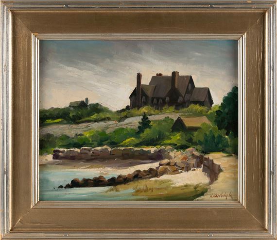 Helen Van Wyck | North Shore scene of a house on the coast. | MutualArt