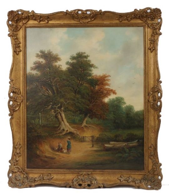 Robert Burrows | Woodland Scene with Figures (1869) | MutualArt