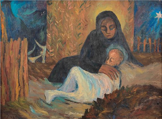 Uche Okeke | Madonna & Child, the Manger (1965) | MutualArt