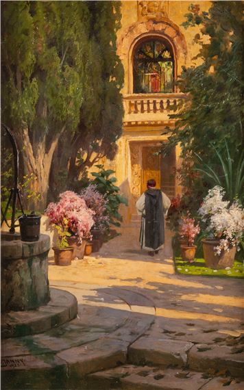 Georg Janny | In a flowering monastery garden (1922) (1922) | MutualArt