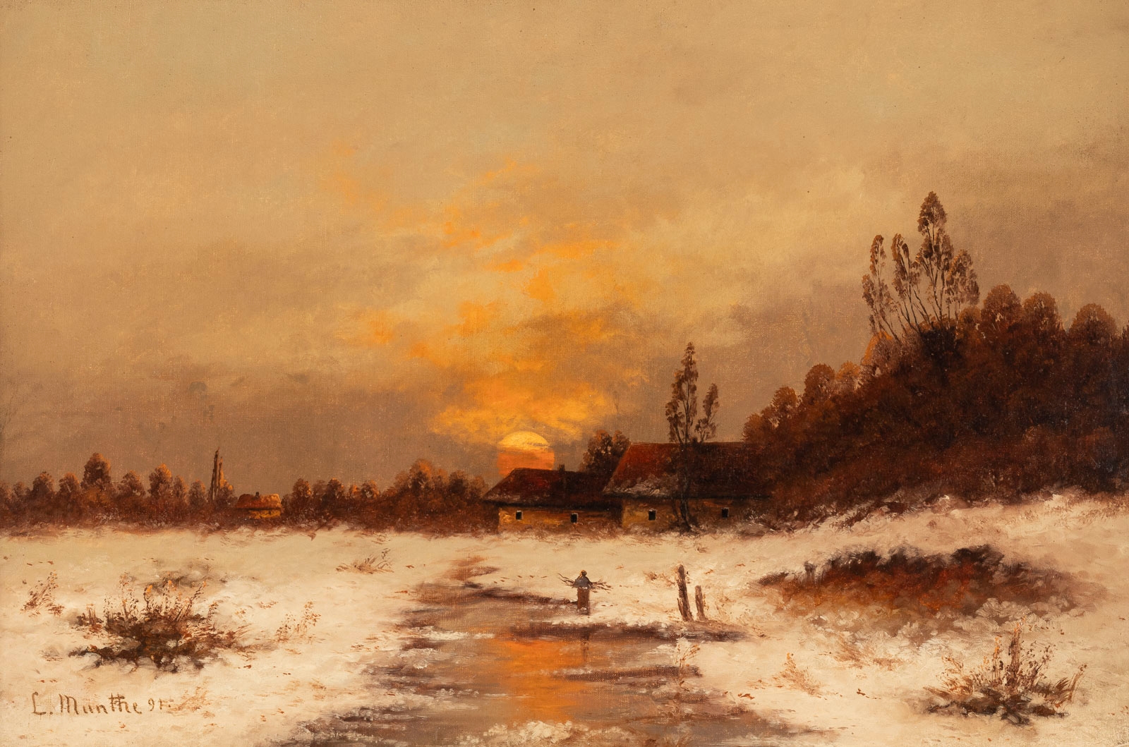 Ludwig Munthe | Winterly Creek in Dusk | MutualArt