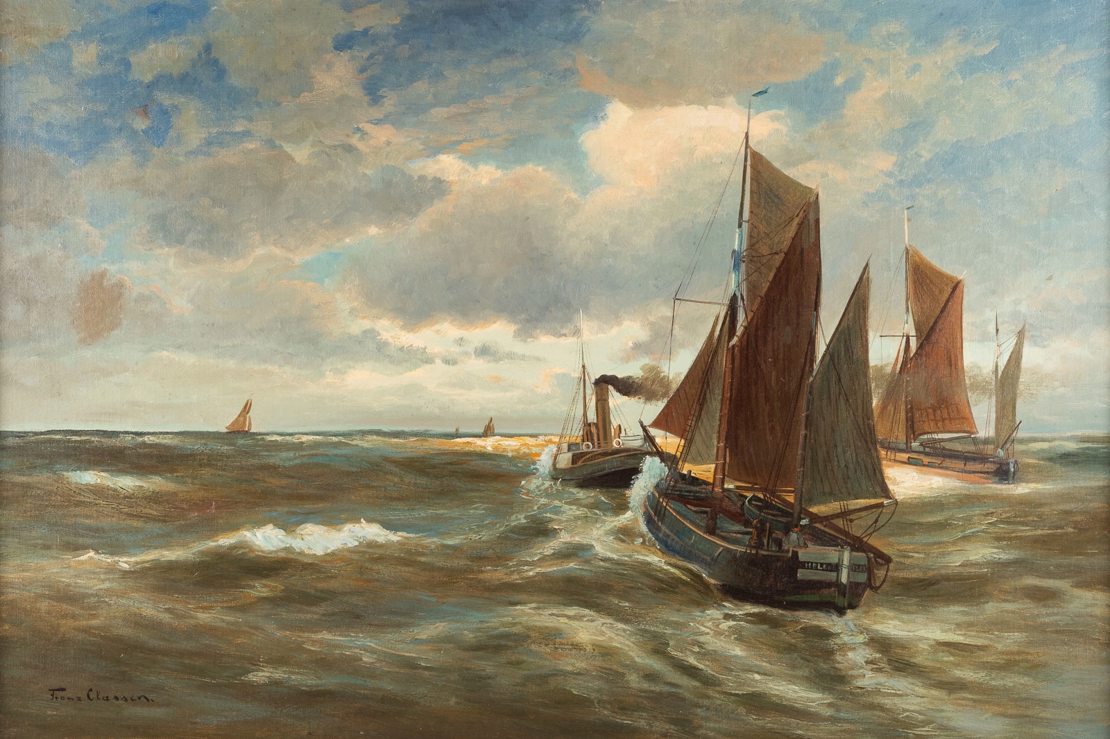 Inge Franz-Claussen | Fishing boats and a steamer | MutualArt