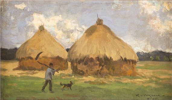 Hans Richard von Volkmann | Ebenda Haystacks (1899) | MutualArt