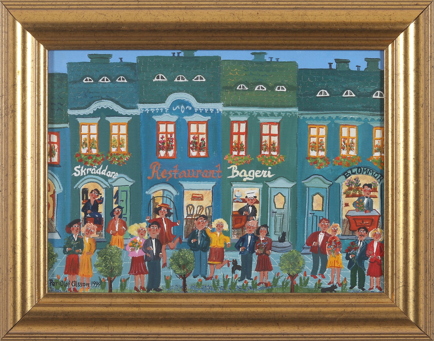 Per-Olof Olsson | Stadsmotiv med figurer | MutualArt
