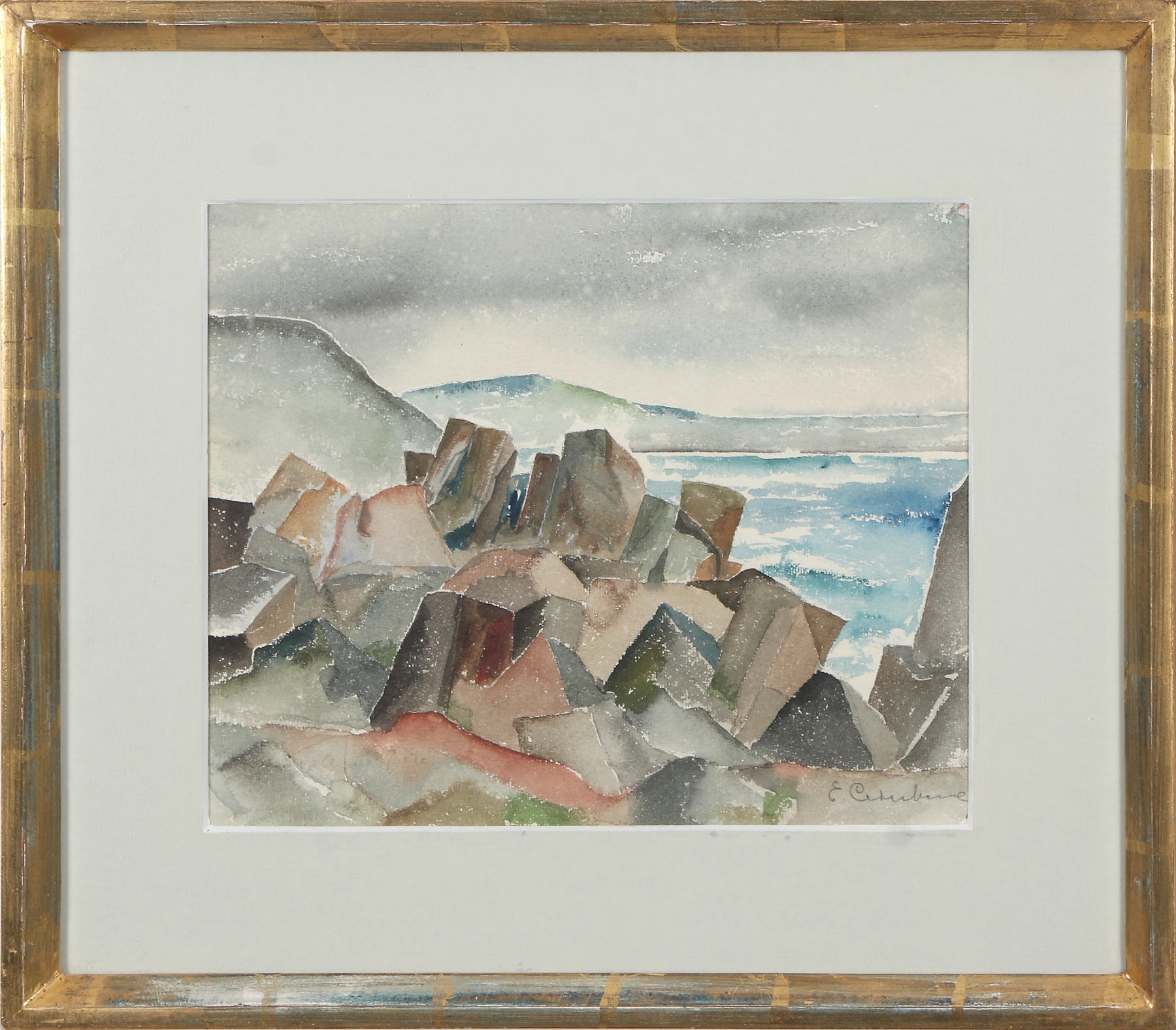 Eric Cederberg | Kustlandskap med kubistiska klippor | MutualArt