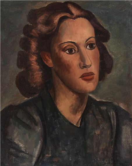 Bernard Meninsky | Portrait in Green (1944 - 1948) | MutualArt