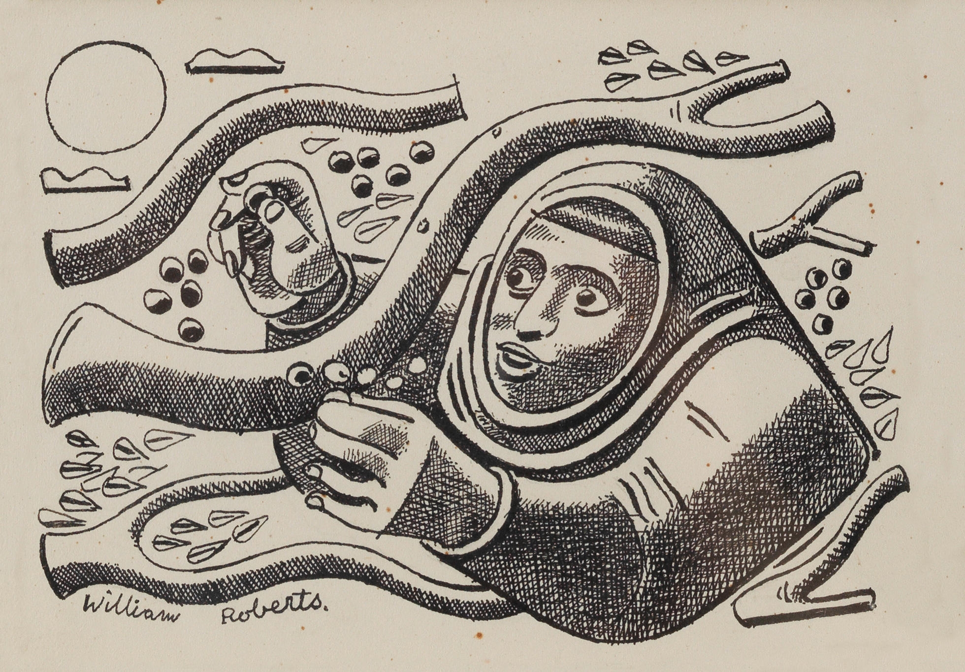 William Roberts | Woman Picking Nuts (Circa 1953) | MutualArt