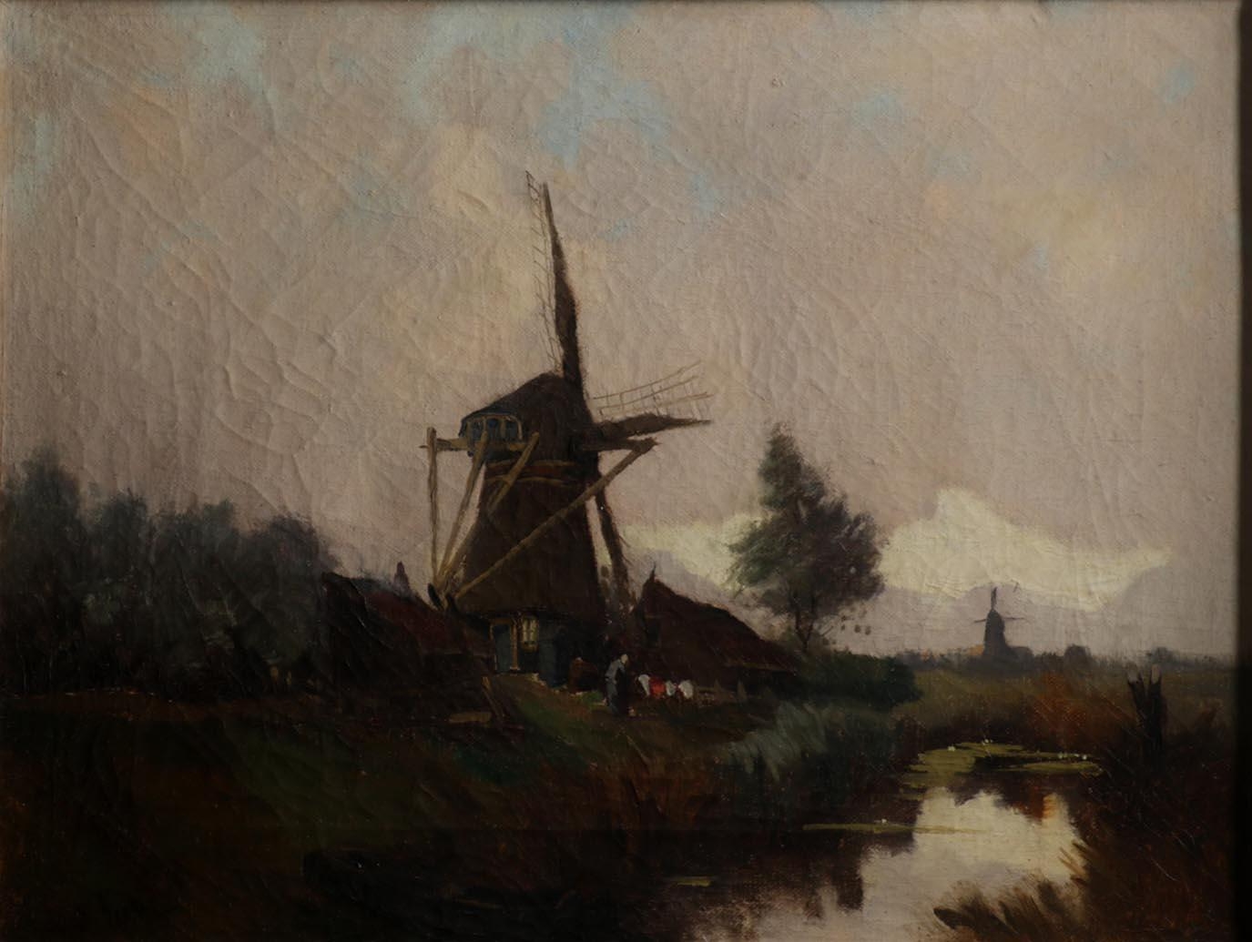 Henri Van Os-Delhez | Windmill in landscape | MutualArt