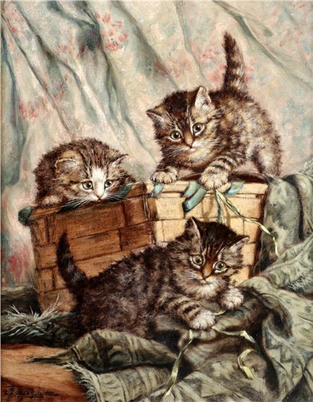 Cornelis Raaphorst | Three kittens in an interior | MutualArt