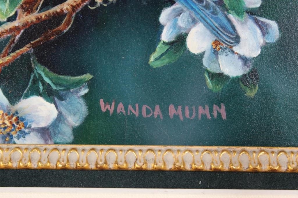 Wanda Mumm | Nicely framed wildlife oil painting of a bird sitting on a ...