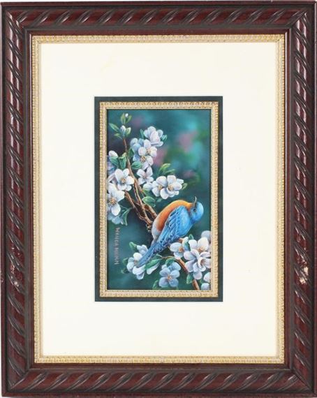 Wanda Mumm | Nicely framed wildlife oil painting of a bird sitting on a ...