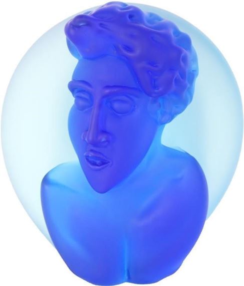 Richard Jolley | Sculpture of a blue head on blue disk (2003) | MutualArt