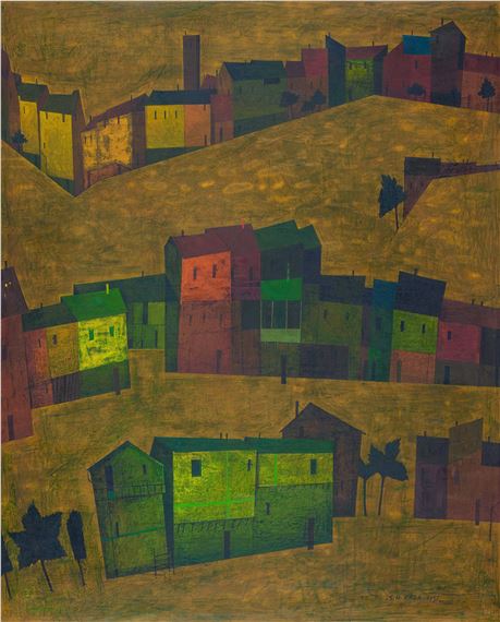Syed Haider Raza | Untitled (La Ville) (1951) | MutualArt