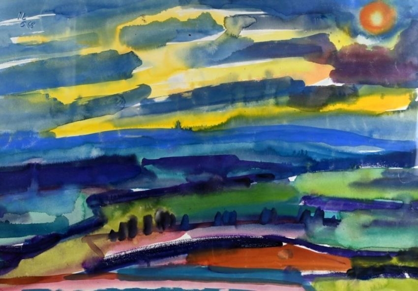Sigurd Lange | Landschaft in bunten Farben (1968) | MutualArt