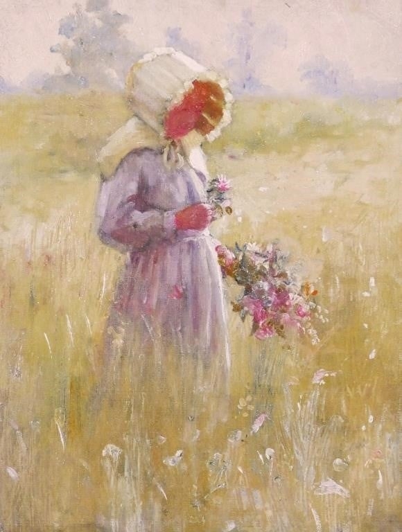 Adam Emory Albright | young girl holding flowers | MutualArt