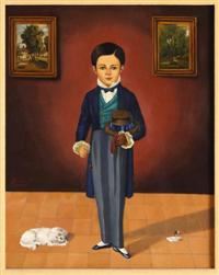 Horacio Rentería Rocha | Niño con perro y sombrero | MutualArt