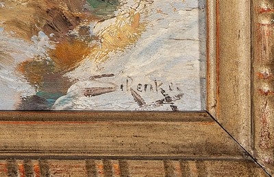 Jacques Mathias Schenker | snow-covered dirt road lined with bare fruit ...