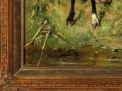 Max Ludwig Lebling | turkey with chick keep sheep of the trough | MutualArt