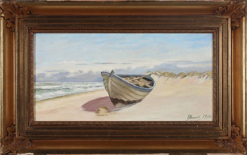 Caroline Emilie Mundt | Båd paa stranden (1910) | MutualArt