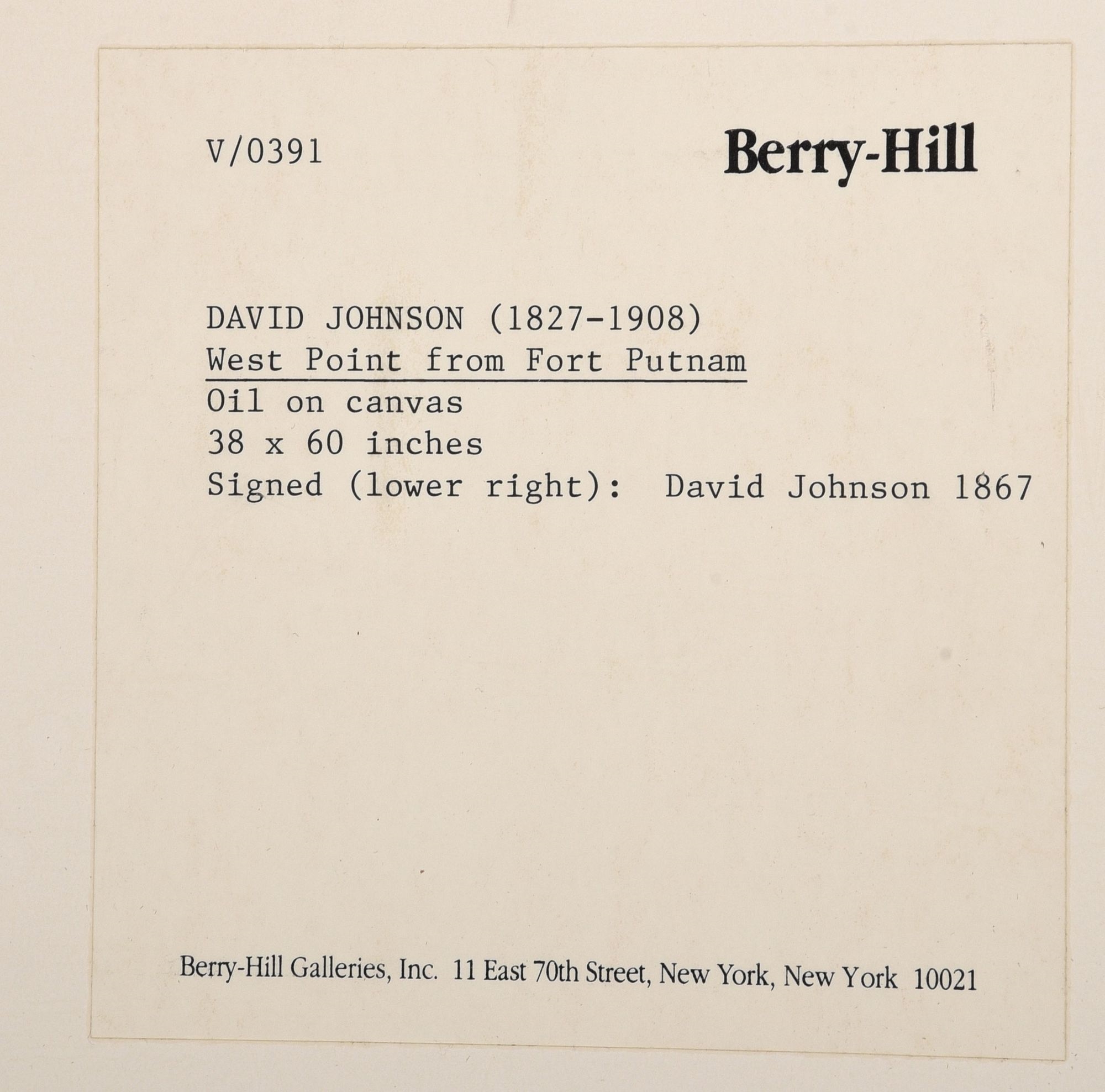 David Johnson | View of West Point from Fort Putnam | MutualArt