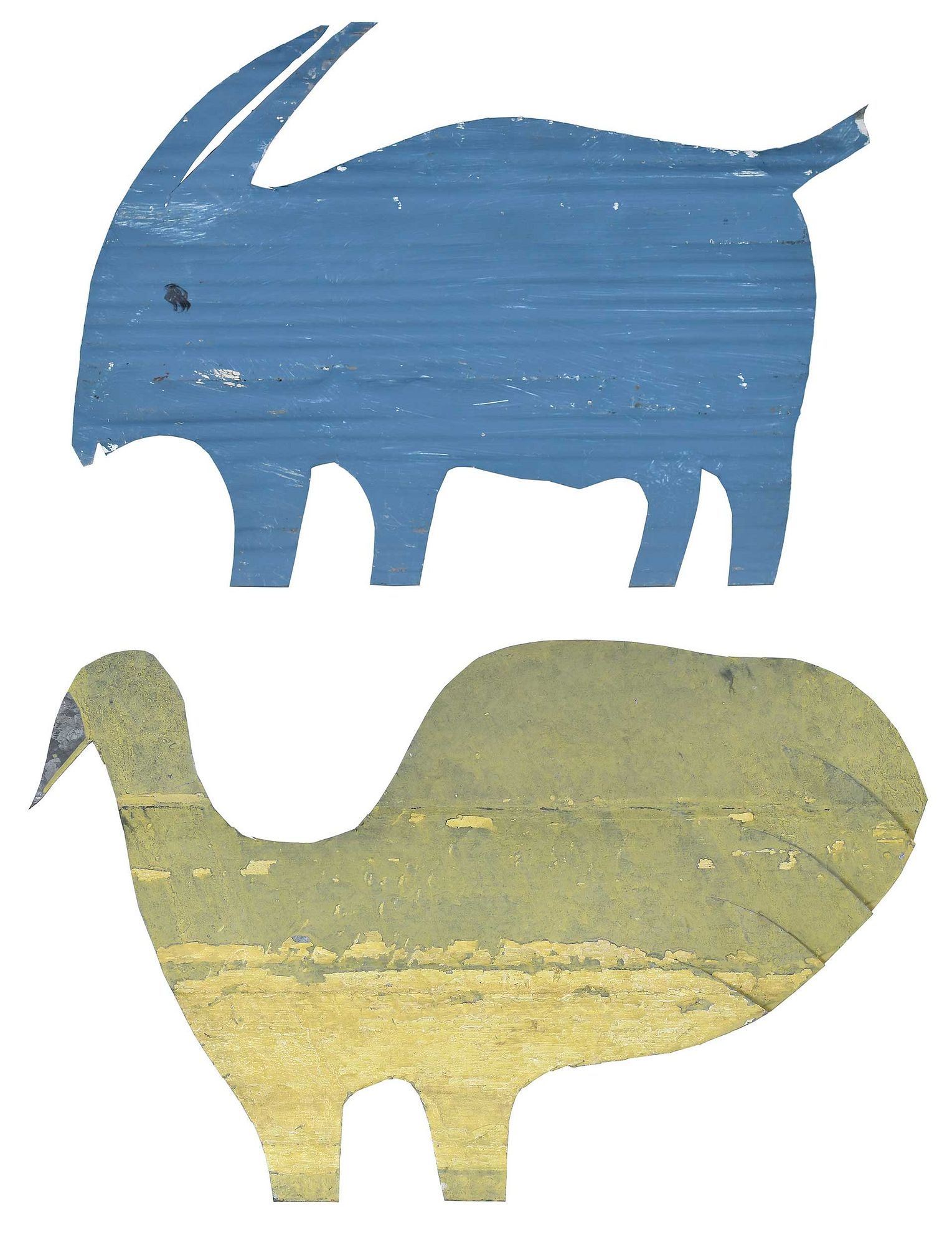 A. Miller | Two Untitled Painted Tin Cut Outs: Blue Billy Goat | MutualArt