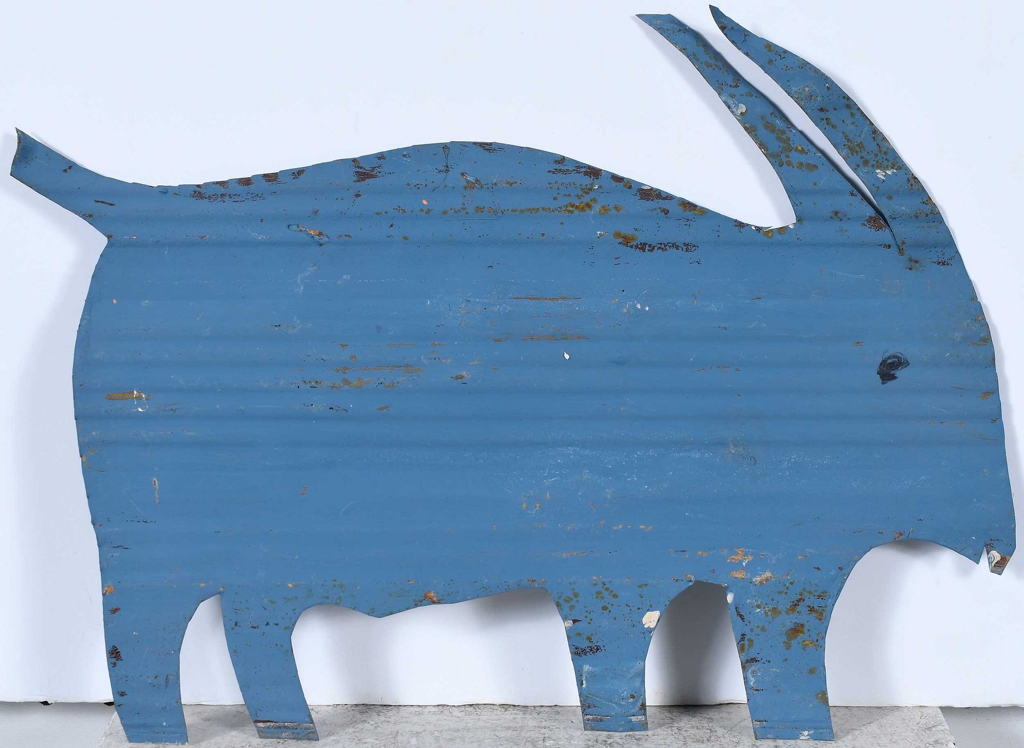 A. Miller | Two Untitled Painted Tin Cut Outs: Blue Billy Goat | MutualArt