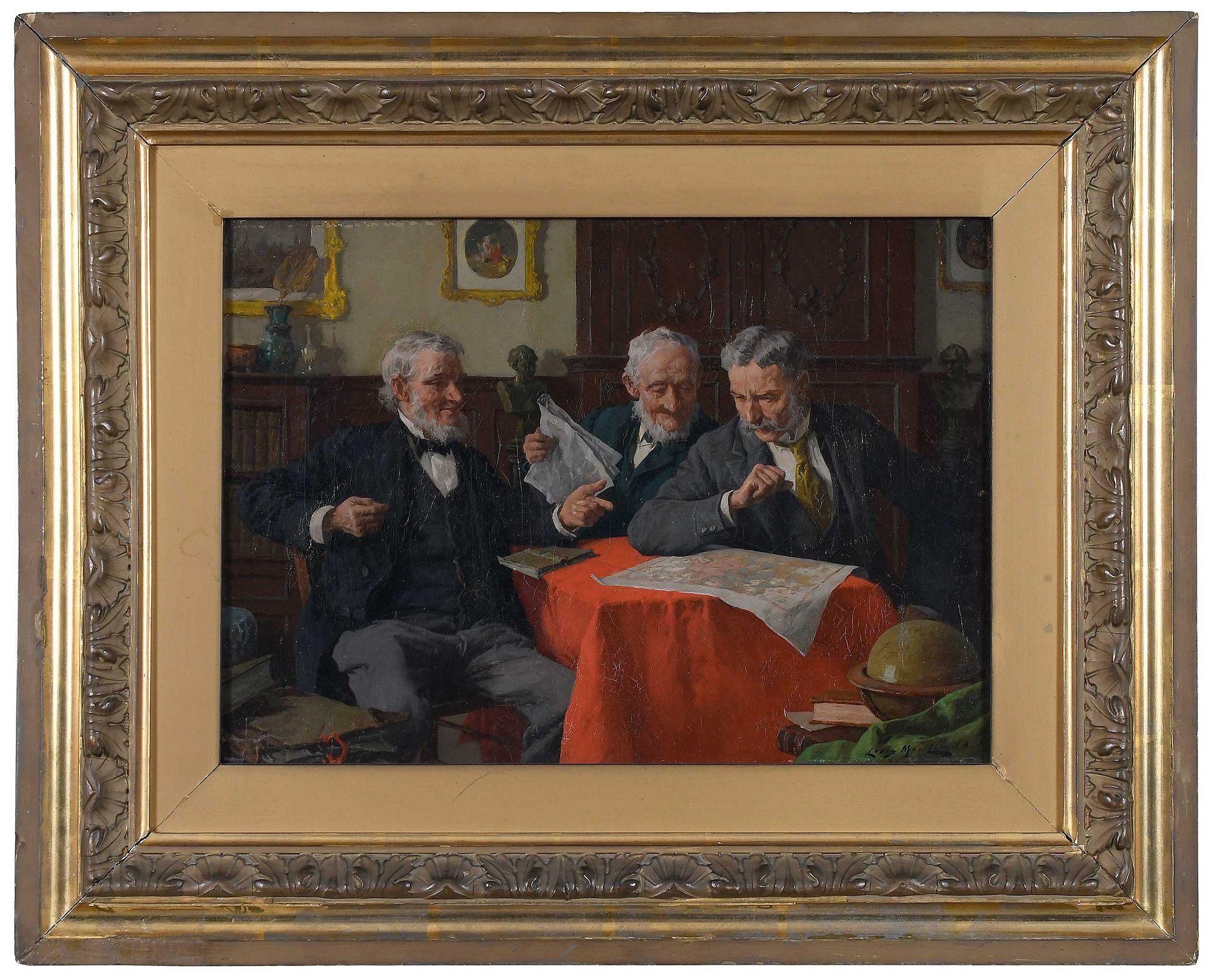 Louis Charles Moeller | Elegant Woman Looking at a Print (1885) | MutualArt