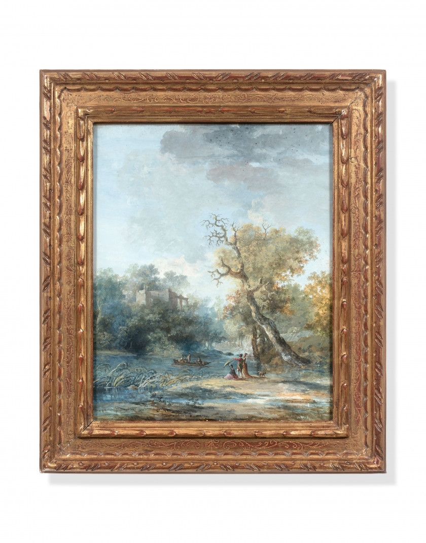 Louis Gabriel Moreau | La promenade en barque et Famille près d'un ...