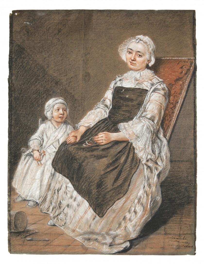 Antoine Lebel | Jeune fille et sa gouvernante (1705) | MutualArt